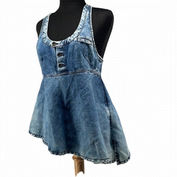 Diesel | Tops | Diesel Tank Top Racer Back Denim Look Linen Blend ...